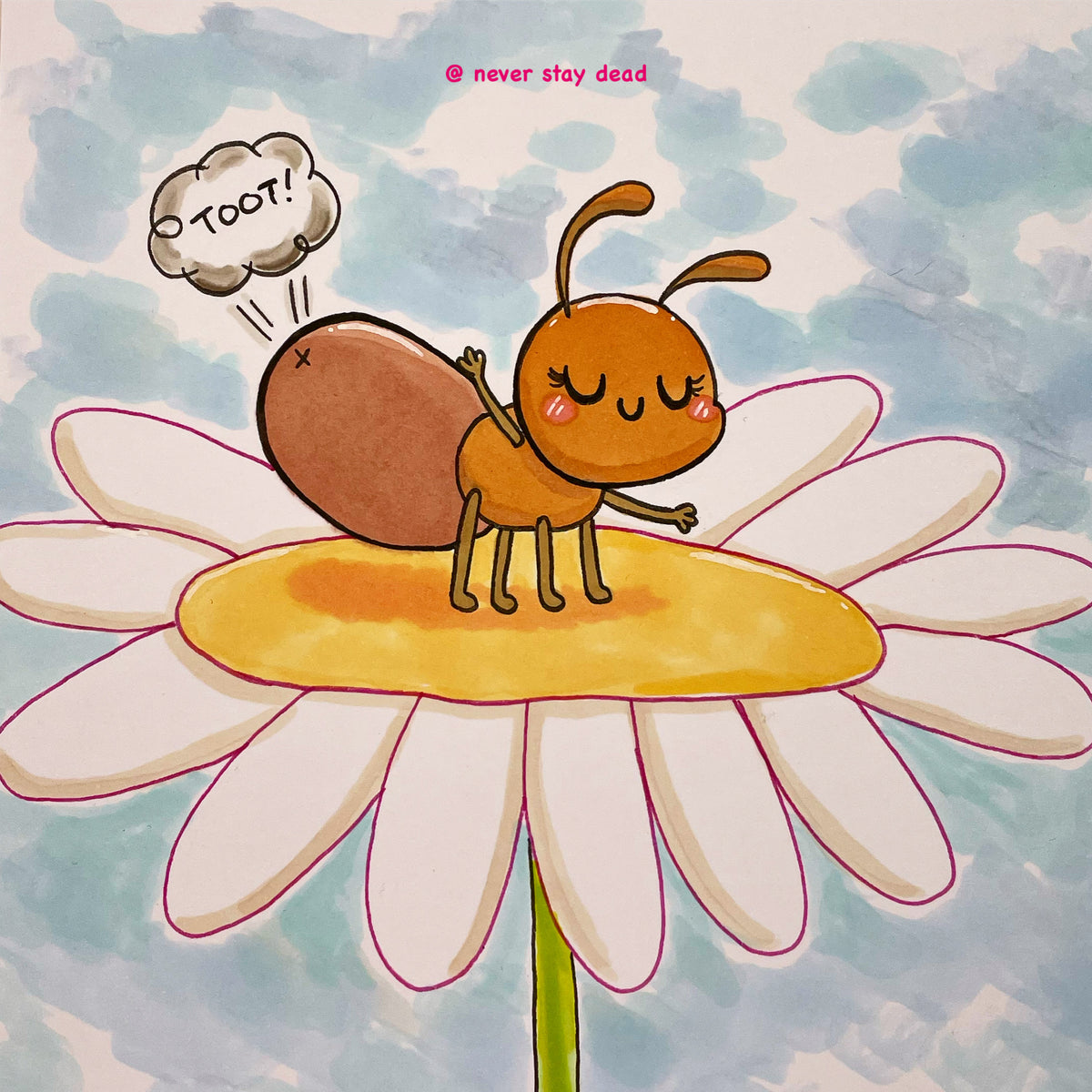 Mini Original ‘Farting Ant’ Doodle (A5) – Never Stay Dead