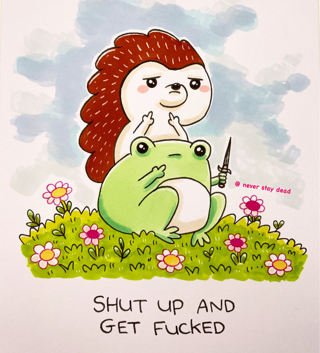 Mini Original - Frog & Hedgehog Drawing (A5) – Never Stay Dead