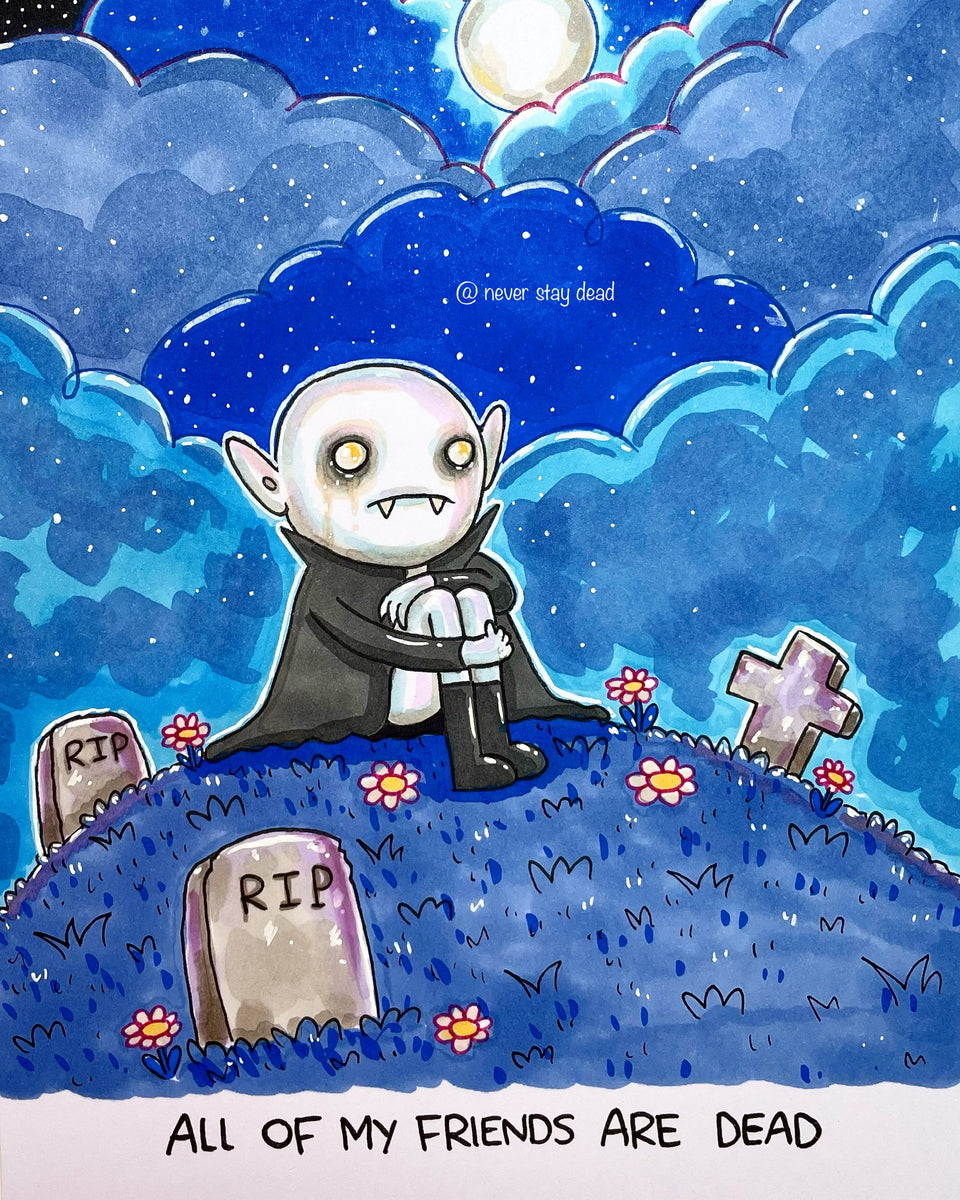 Mini Original ‘The Saddest Vampire’ Drawing (A5) – Never Stay Dead