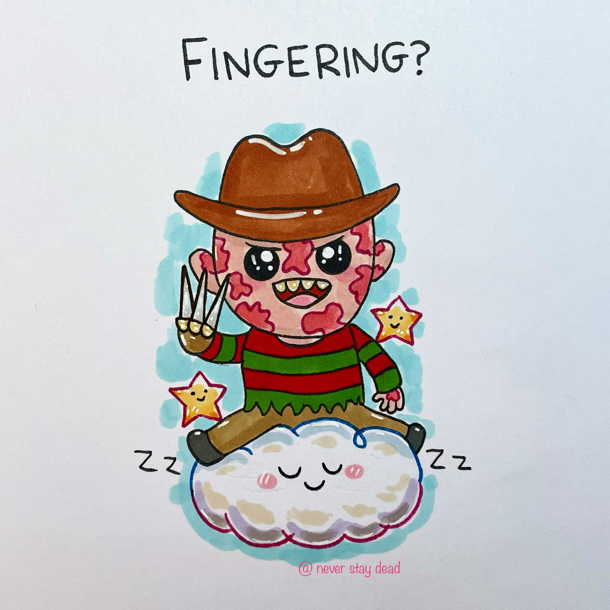 Mini Original ‘Freddy’ Drawing (A5) – Never Stay Dead