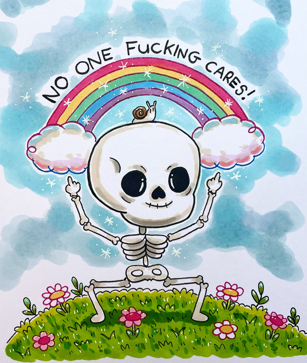 Mini Original ‘No One Cares’ Drawing (A5) – Never Stay Dead