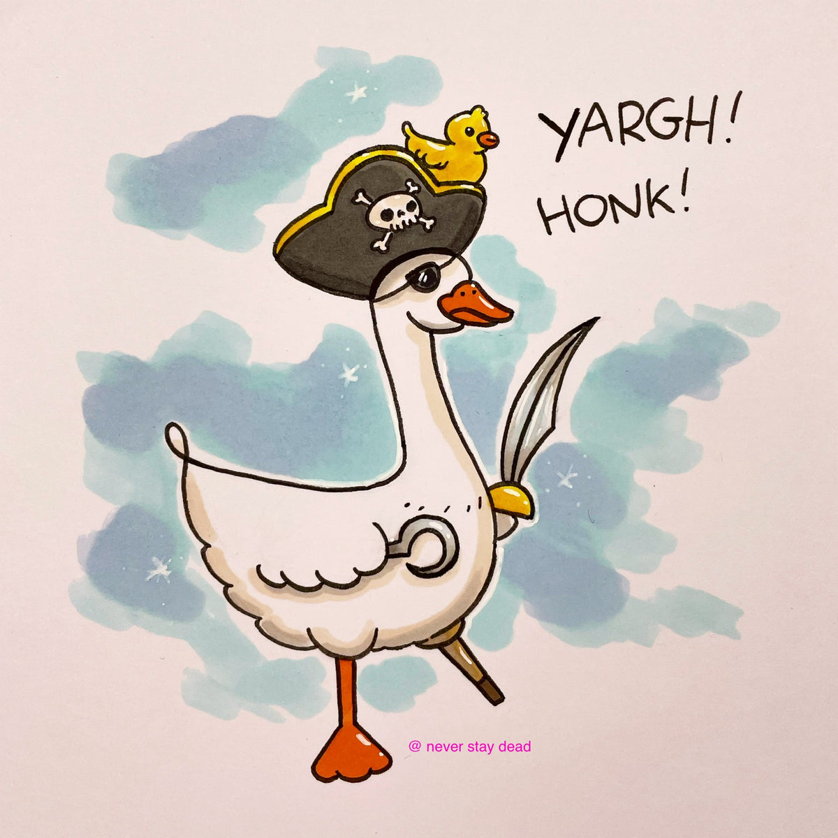 Original ‘Pirate Goose’ Drawing (A5) – Never Stay Dead