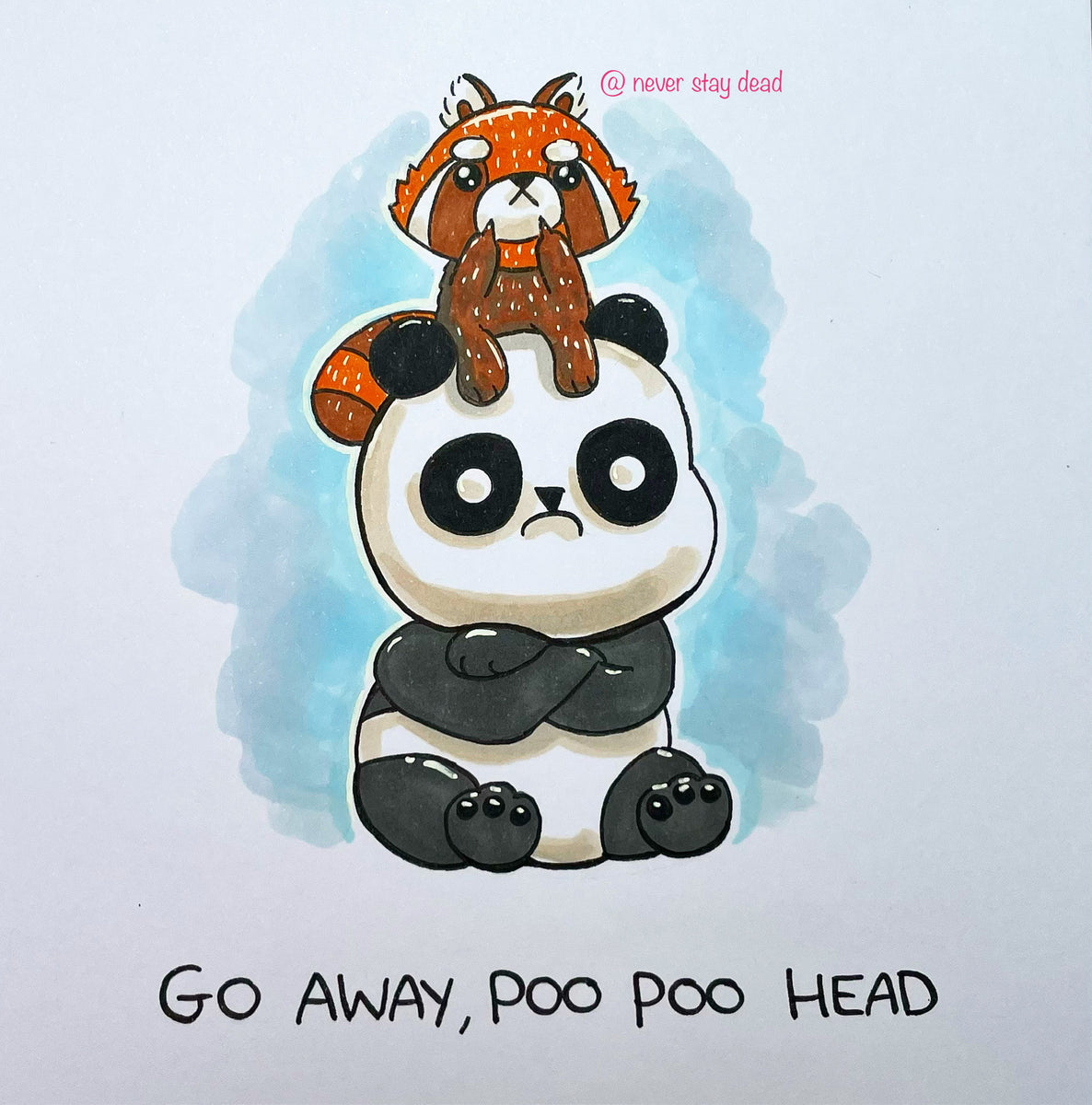Mini Original ‘Panda & Red Panda’ Drawing (A5) – Never Stay Dead