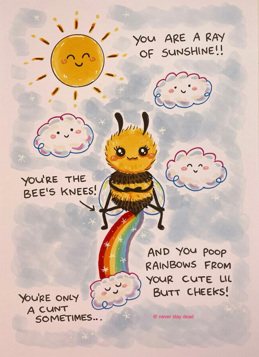 Mini Original - The Bee’s Knees Drawing (A5) – Never Stay Dead