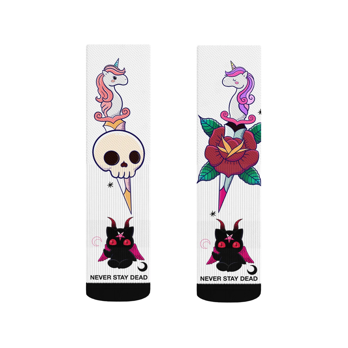 'Tattoo Print' Crew socks – Never Stay Dead