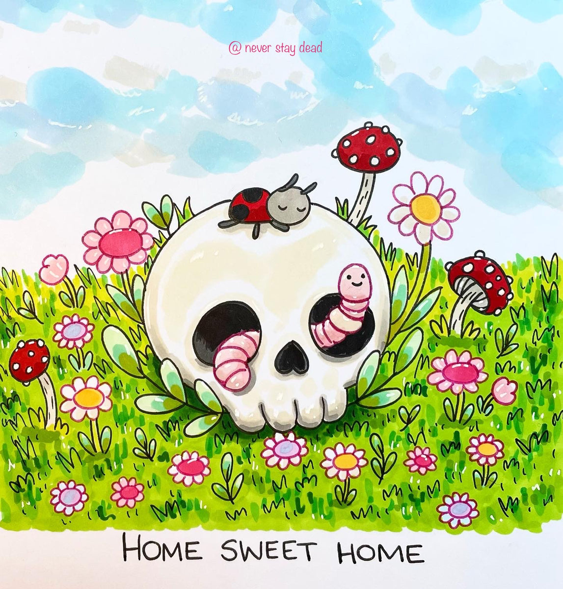 Mini Original ‘Home Sweet Home’ Drawing (A5) – Never Stay Dead