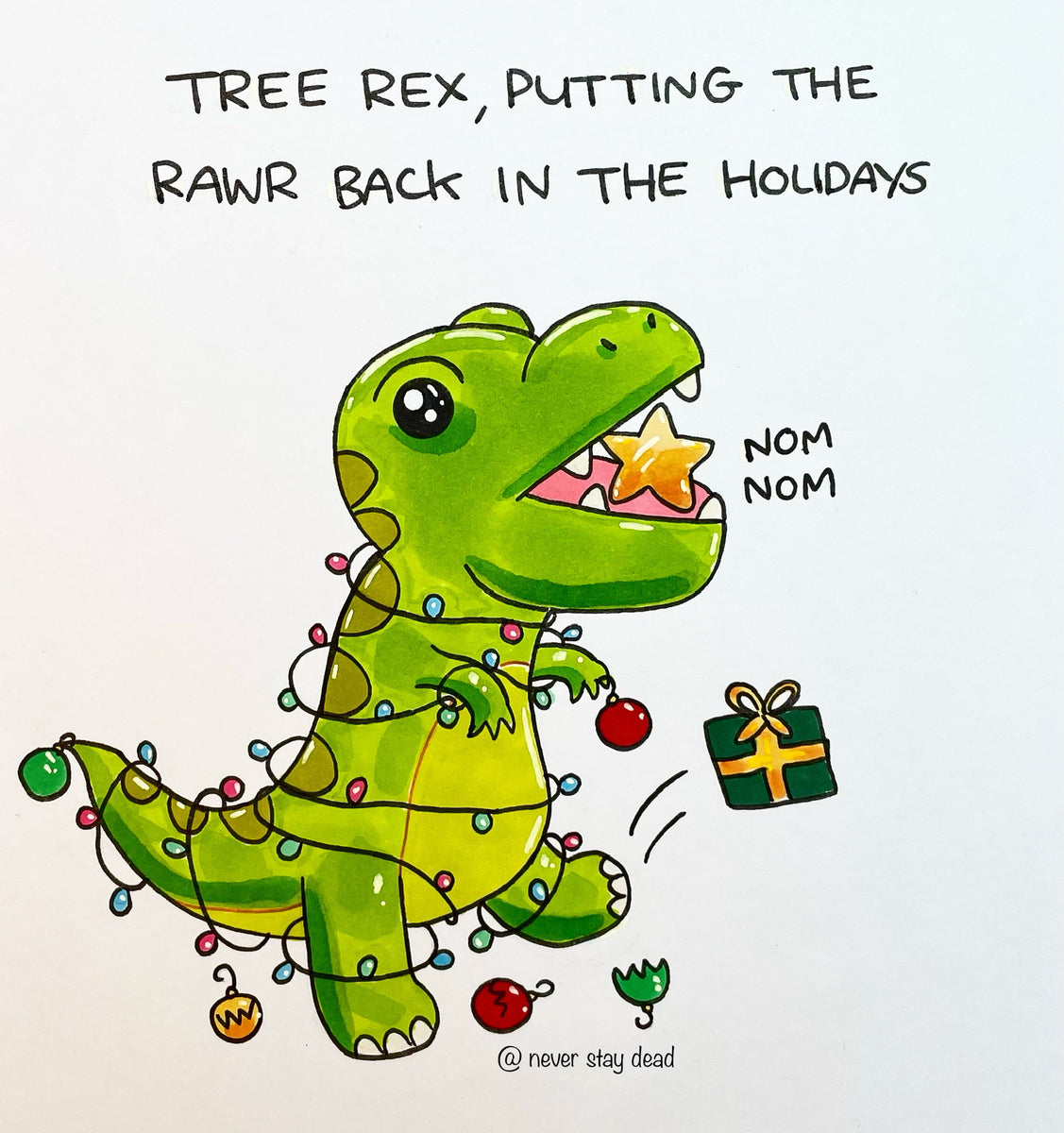 Mini Original ‘Tree Rex’ Doodle (A5) – Never Stay Dead