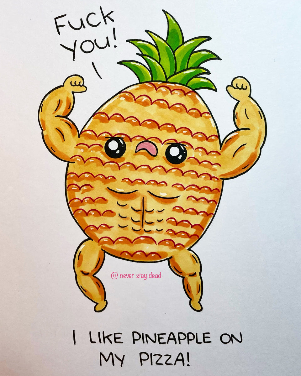 Mini Original ‘Buff Pineapple’ Doodle (A5) – Never Stay Dead