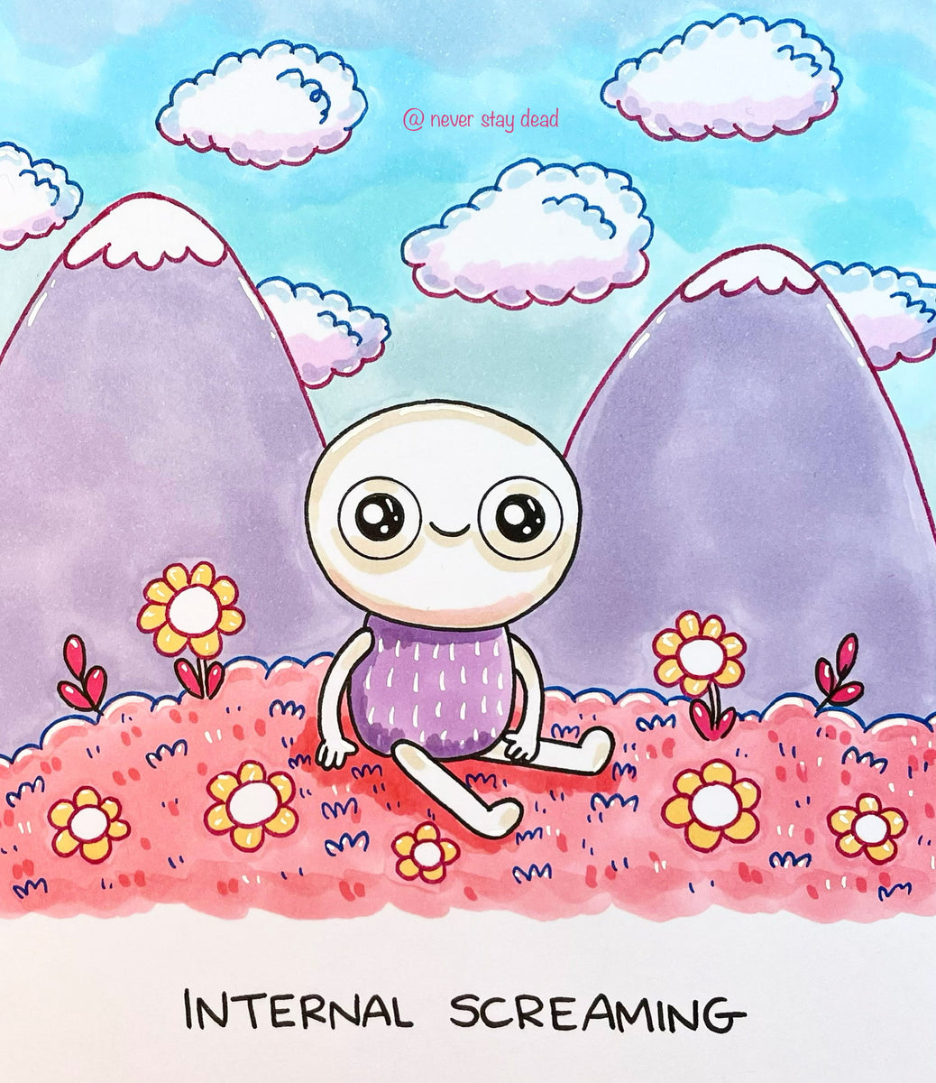 Mini Original ‘Internal Screaming’ Drawing (A5) – Never Stay Dead