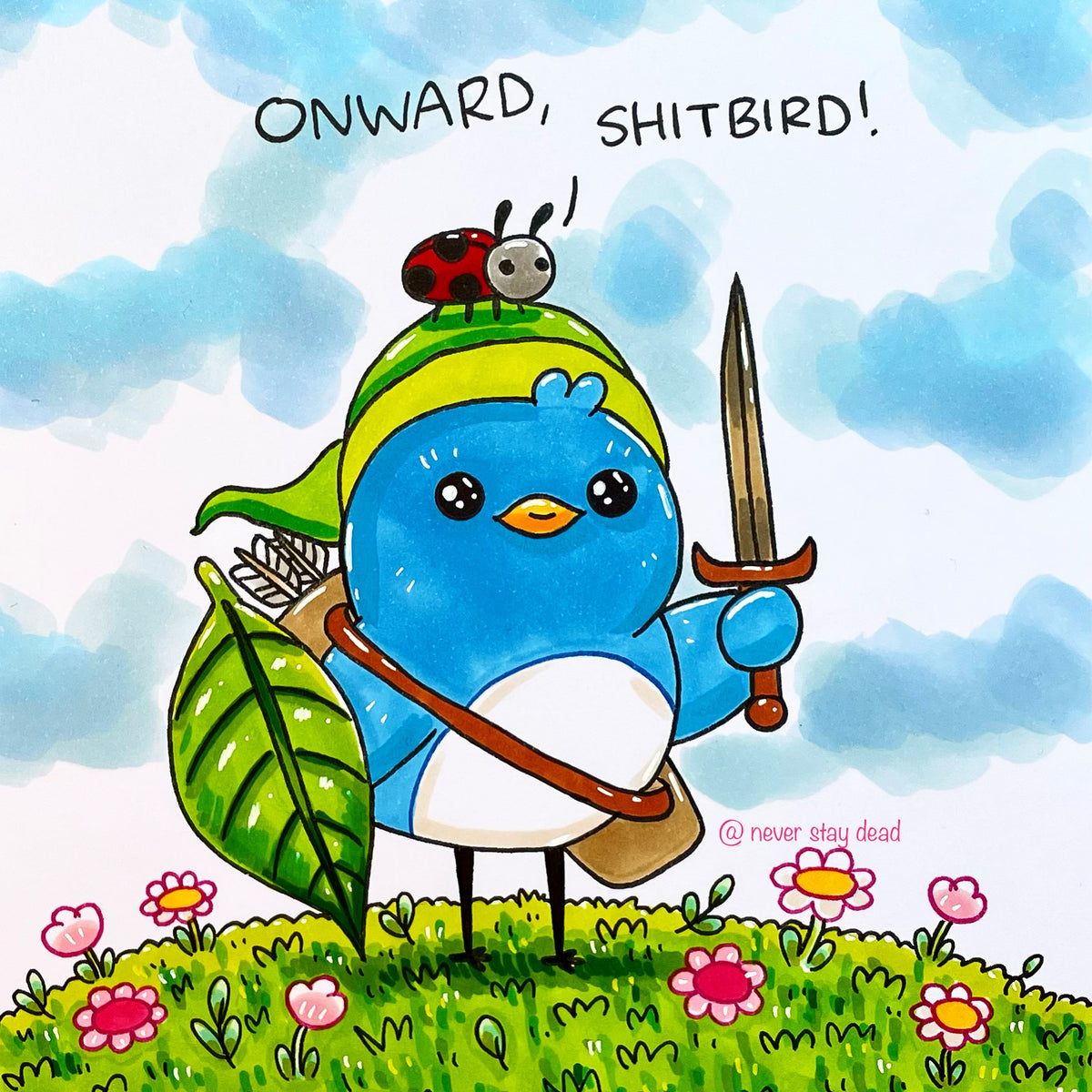 Mini Original ‘Onward…’ Drawing (A5) – Never Stay Dead